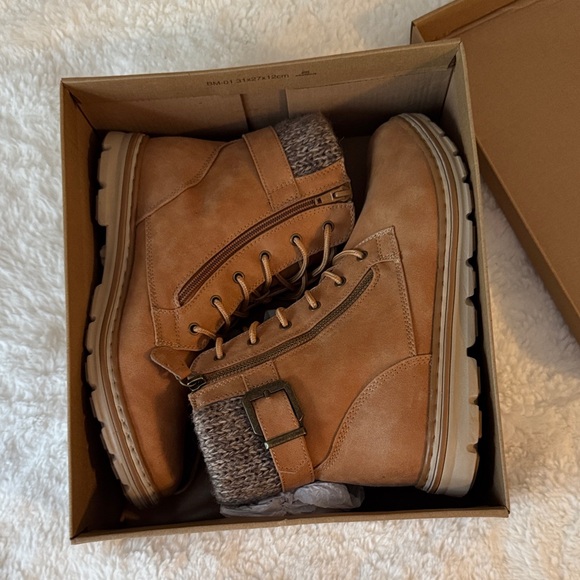 Shoes | Cliffs Tan Ankle Boots With Knit Cuff | Poshmark